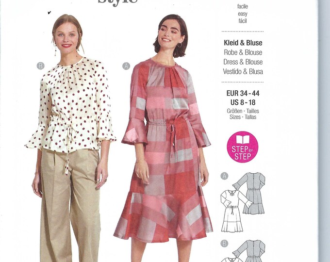 Uncut Burda Sewing Pattern Misses' Blouse & Dress Burda Style 5884 Size ...