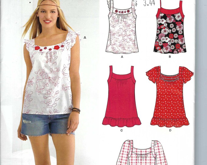 Uncut New Look Sewing Pattern 6026 Misses Tops With Sleeve and Trim ...