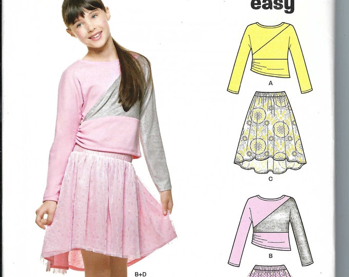 Uncut New Look Sewing Pattern Girls Tweens Knit Top and Skirt New Look ...