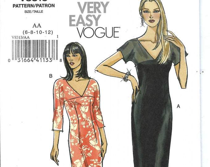 Uncut Vogue Sewing Pattern 8313 Choose Size 6-12 14-20 V-neck, Sheath ...