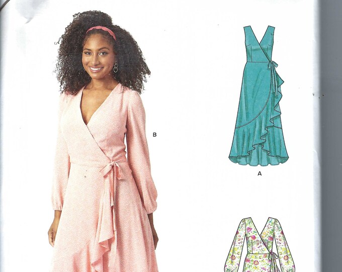 Uncut New Look Sewing Pattern 6750 Wrap Dress, Ruffle Skirt, Midi Maxi ...