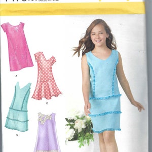 Uncut Simplicity Sewing Pattern 1479 Girls Dress Round Vee Neckline ...