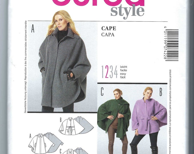 Uncut Burda Sewing Pattern Ladies Easy Sewing Pattern 7422 Cape Coats ...