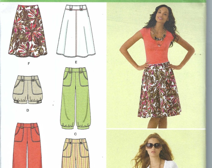 Uncut Simplicity Sewing Pattern 2367 Misses Skirt, Shorts and Capris Flared Skirt, Pants Bubble ...