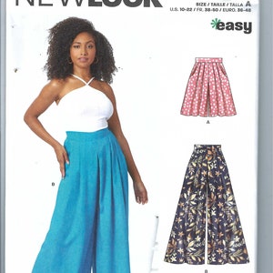 Uncut New Look Sewing Pattern Womens Pants and Shorts, Wide Leg Pants ...