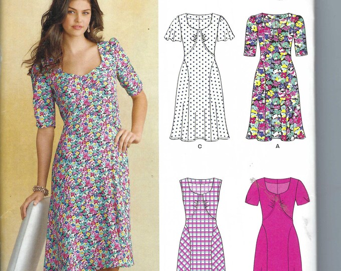 Uncut New Look Sewing Pattern 6093 Misses Dress Sleeve Options Size 4 ...