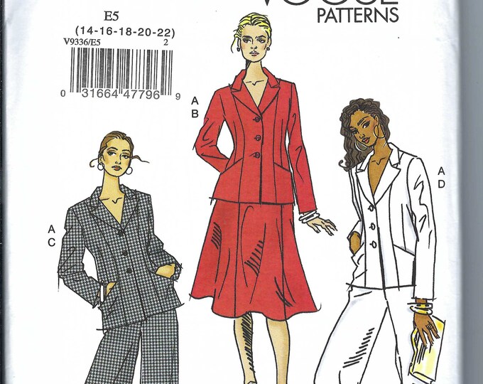 Uncut Vogue Sewing Pattern Womens Jacket Skirt and Pants 9336 Womens ...