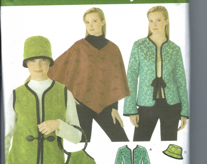 Uncut Simplicity Sewing Pattern 4755, Jacket, Vest, Poncho, Hat, Bag ...