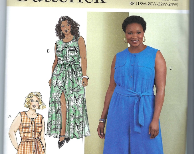 Uncut Butterick Sewing Pattern 6891 Misses Jumpsuits and Dresses Sizes ...