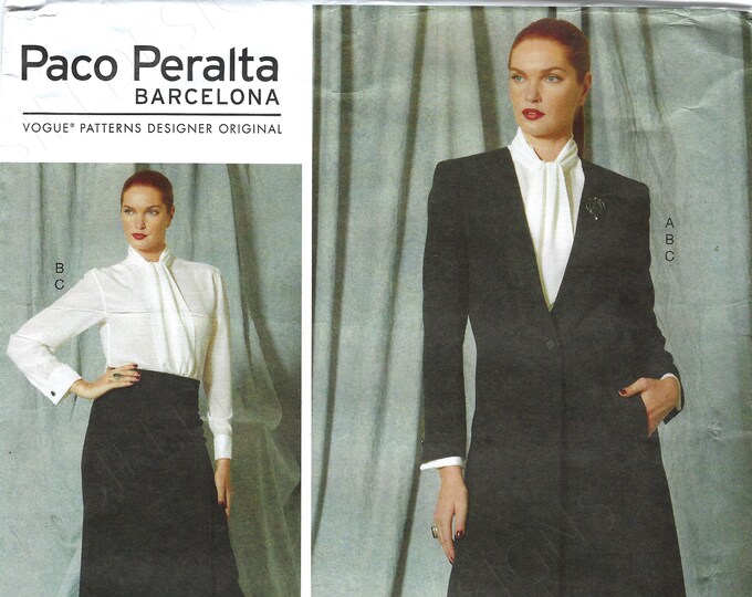 Uncut Vogue Sewing Pattern 1527 Misses Single-button Jacket, Tie-collar ...