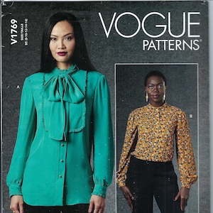 Uncut Vogue Sewing Pattern Womens Tops, Button Front Tops, Long Sleeve ...