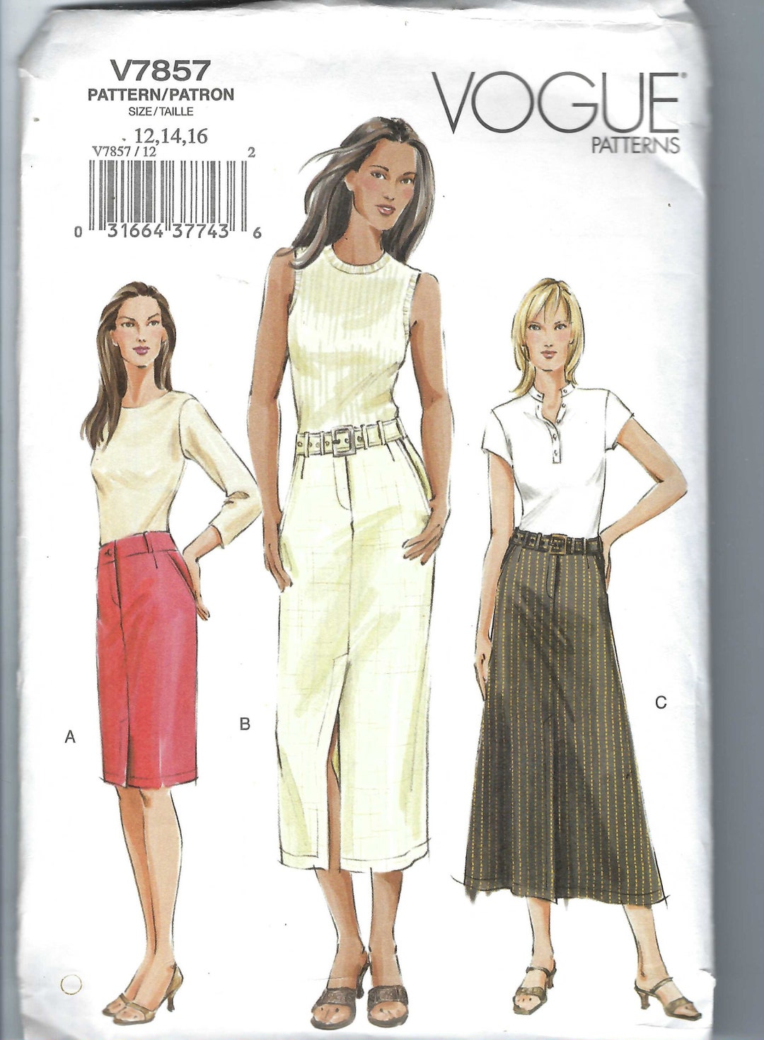 Uncut Vogue Sewing Pattern Vogue Skirt Pattern, Tapered, Flared, Vogue ...