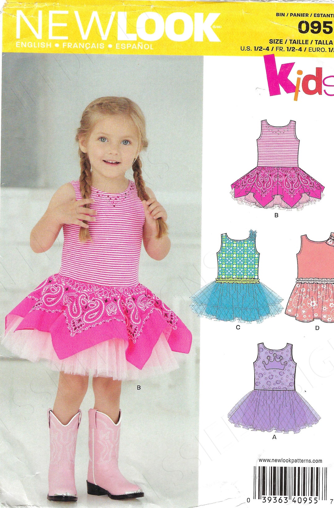 New Look Sewing Pattern 955 6255 Kids Toddlers Dress Stretch Knit ...