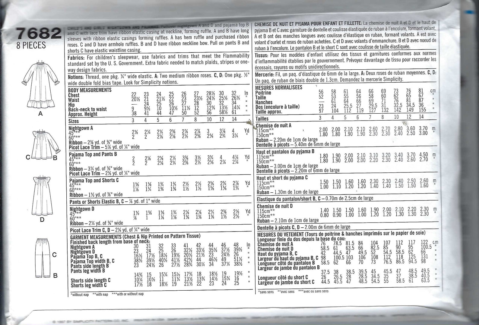 Uncut Vintage Simplicity Sewing Pattern 7682 Girls Child - Etsy