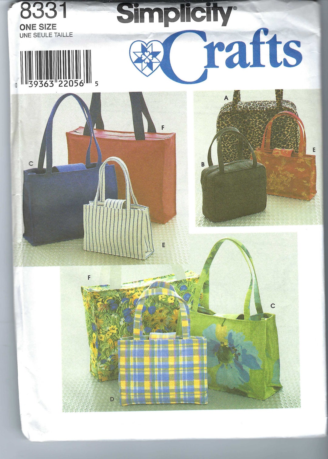 Uncut Simplicity Sewing Pattern 8331 Handbags and Totes Craft FF - Etsy