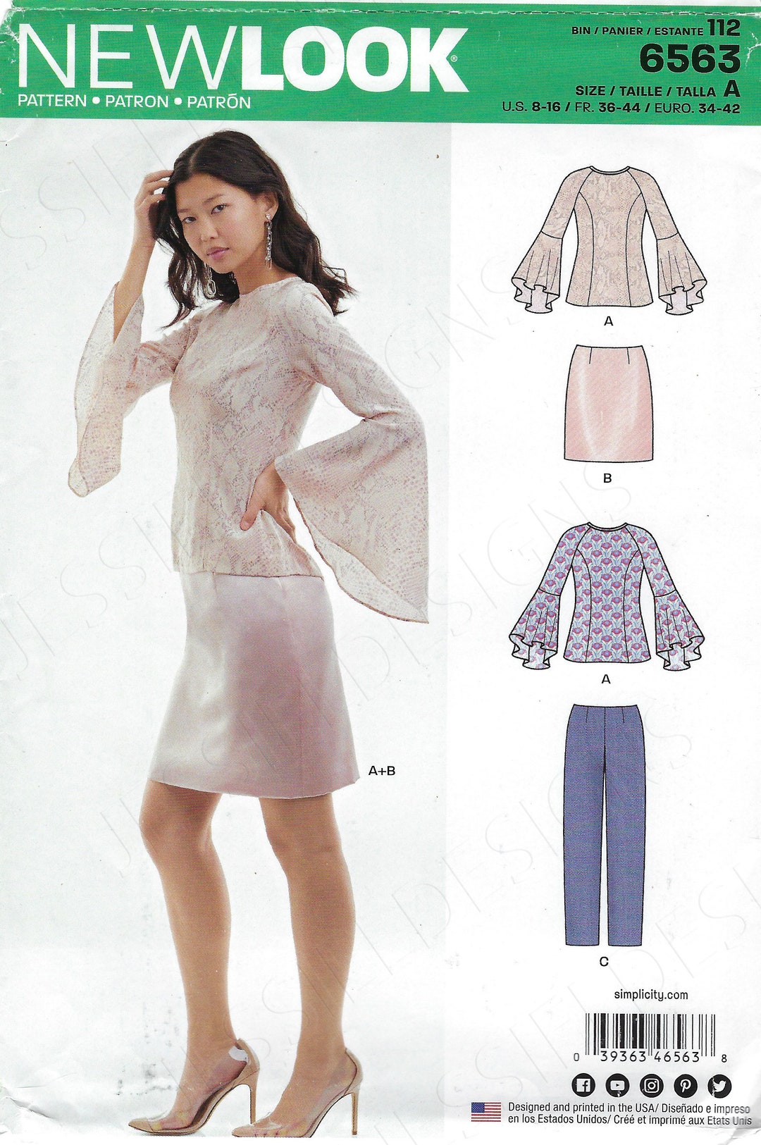 Uncut New Look Sewing Pattern 937 D0937 6563 Sewing Pattern Misses' Top ...