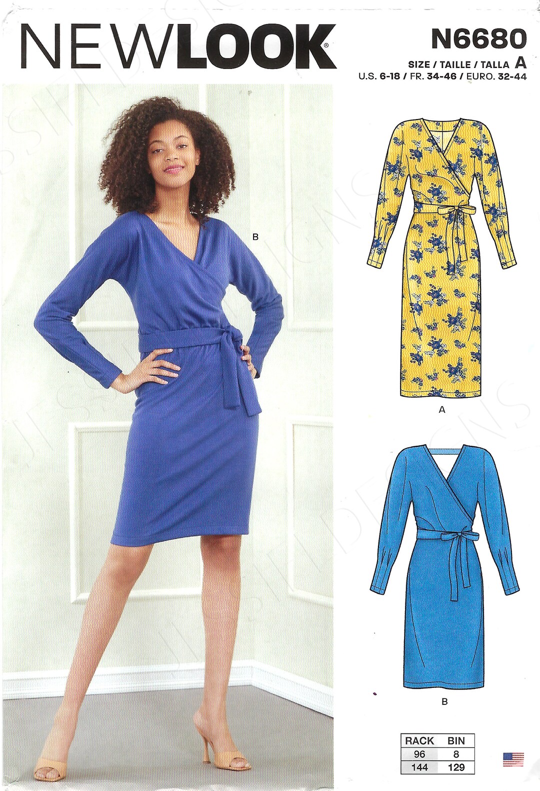 Uncut New Look Sew Sewing Pattern 6680 Misses' Knit Dress Size: 6-18 FF ...