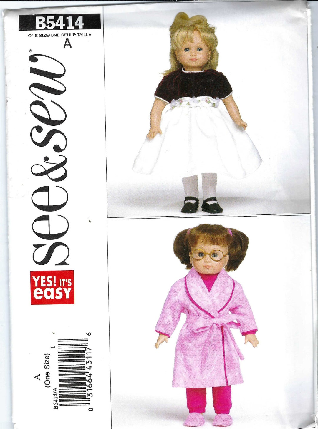 Uncut Butterick Sewing Pattern 18" Doll Clothes 5414 Doll Clothes for ...