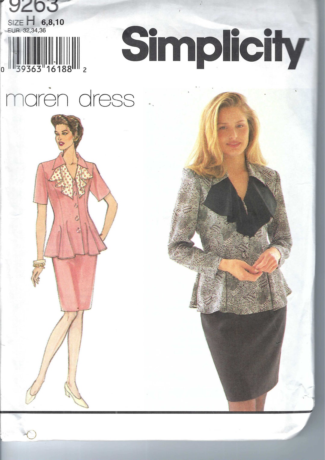 Uncut Vintage Simplicity Sewing Pattern 9263 Misses Two Piece Dress Set ...