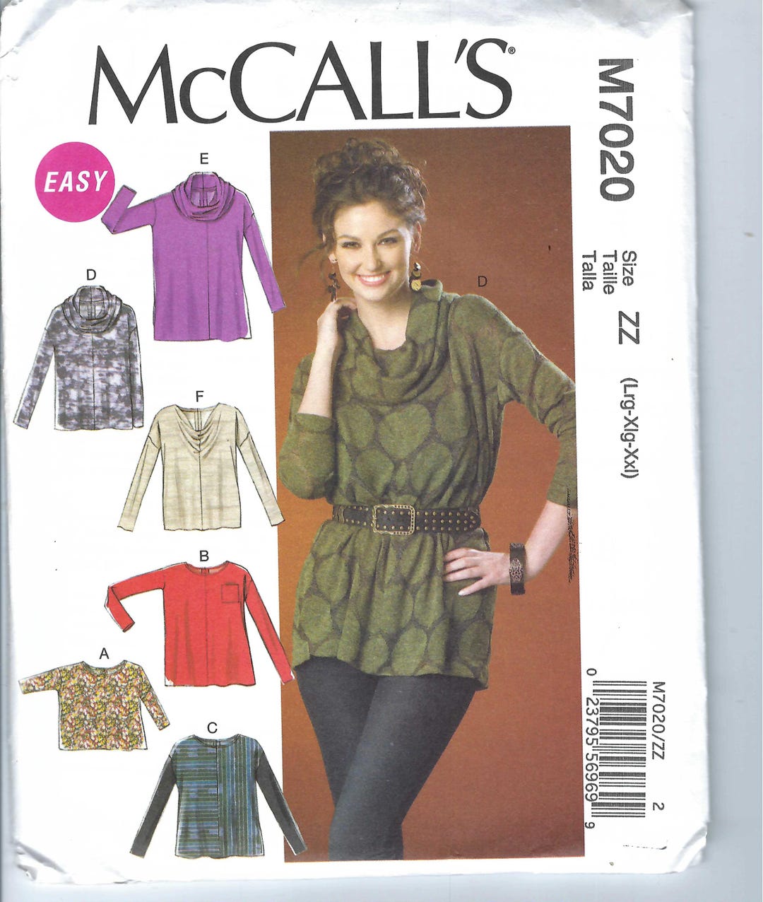 Uncut Mccalls Sewing Pattern 7020 Size S-M L-xl-xxl Misses Tops and ...