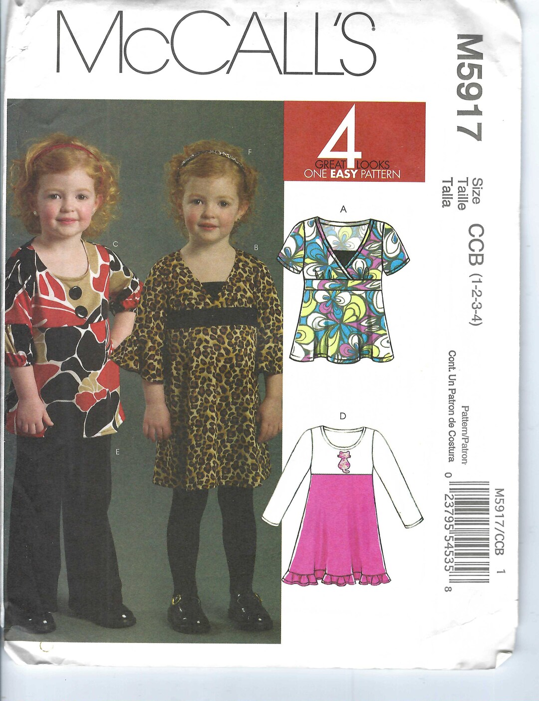 Uncut Mccalls Sewing Pattern Toddler Tops, Dresses, Pants, and Headband ...