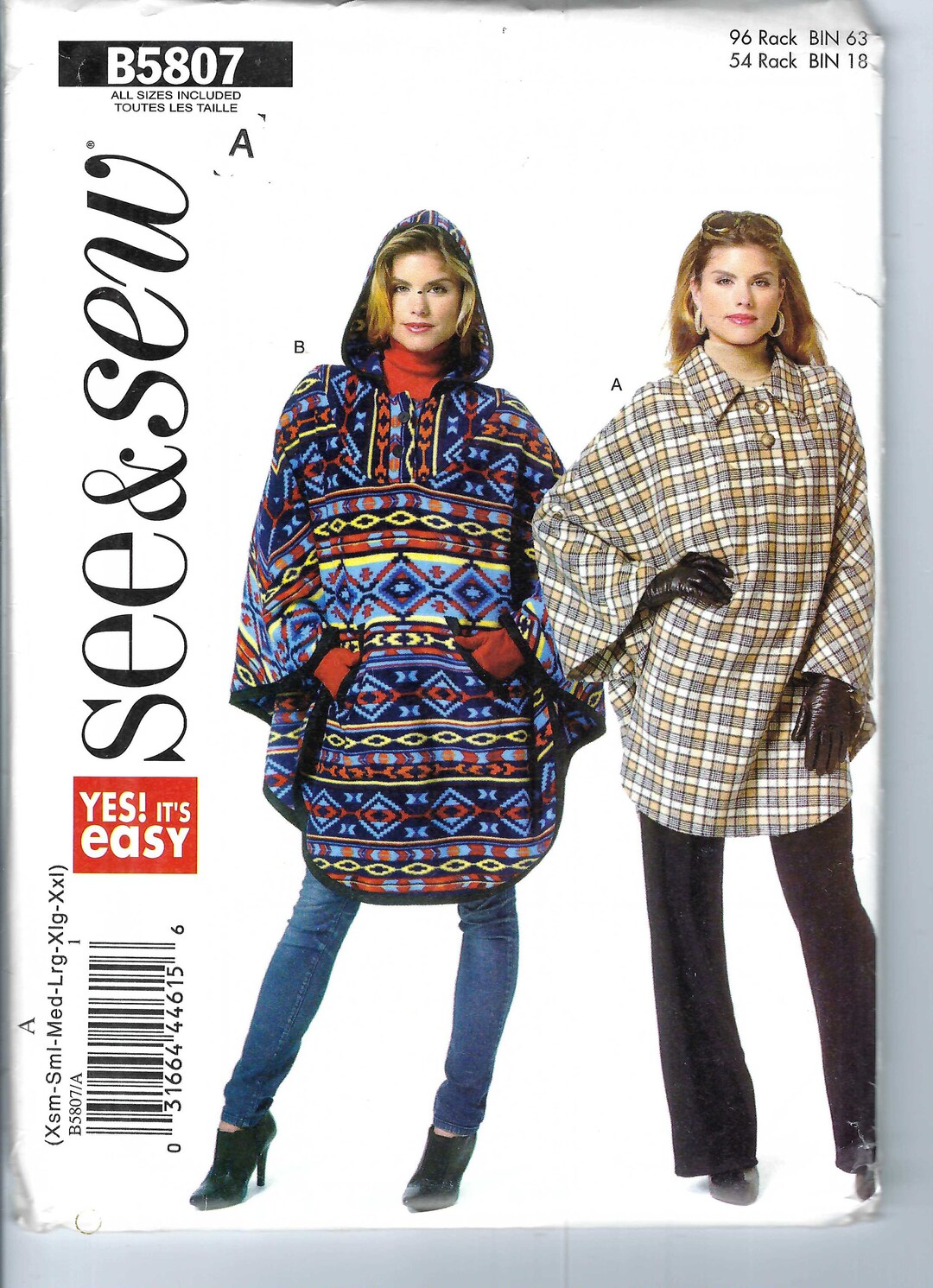 Uncut Butterick Sewing Pattern 5807 Easy Misses Cape Size XS-XXL FF - Etsy