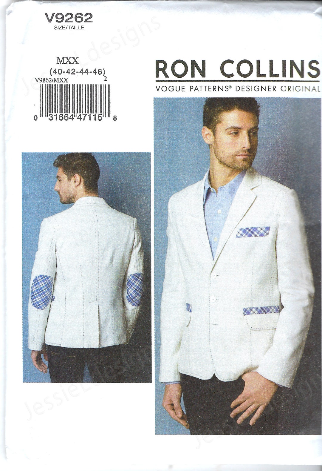 Uncut Vogue Sewing Pattern 9262 Ron Collins Sports Coat Jacket With ...