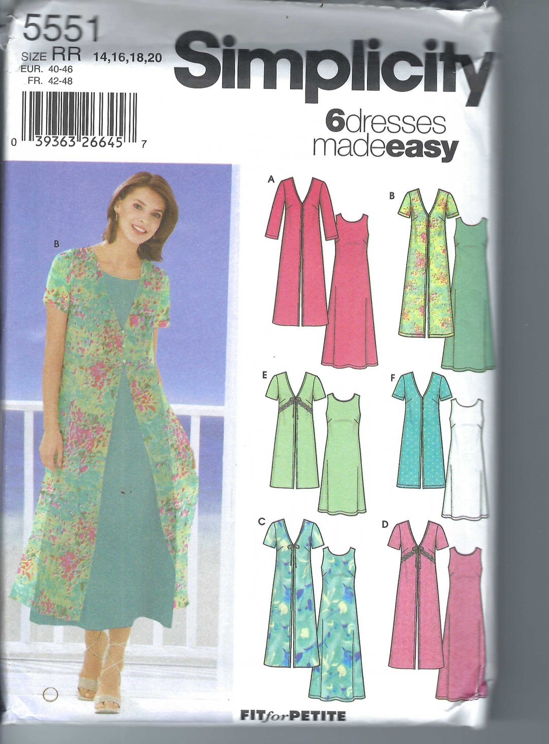 Uncut Simplicity Sewing Pattern 5551 Misses Dress Duster Plus Sizes 6 ...