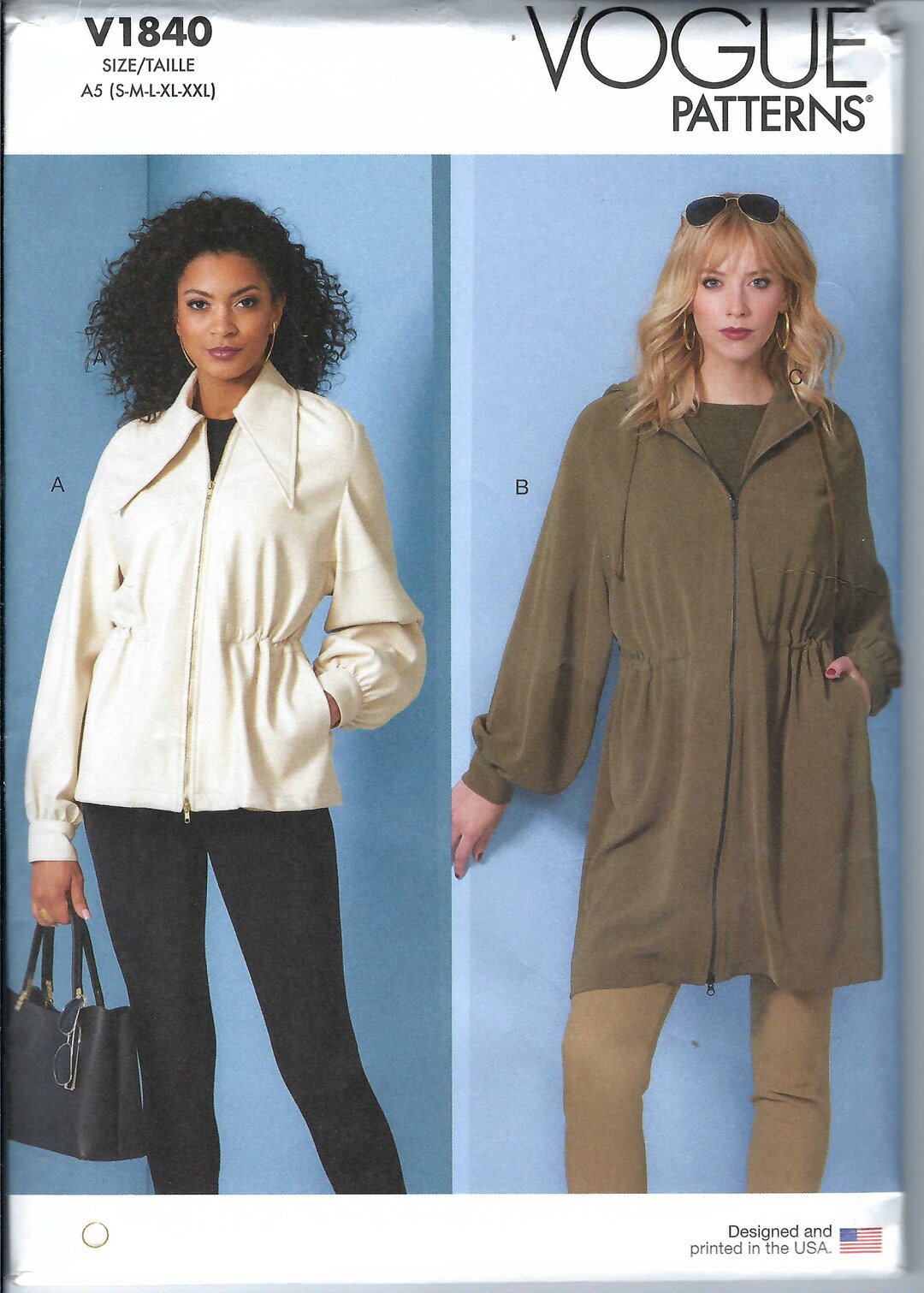 Uncut Vogue Sewing Pattern Womens Jackets, Rain Jacket Zip Front Jacket ...