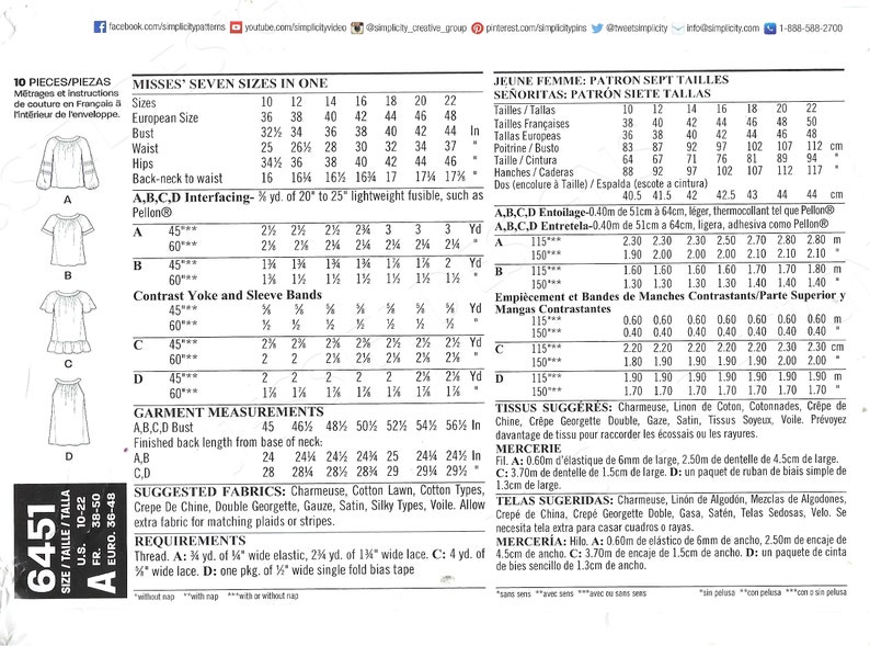 Uncut New Look Sewing Pattern 6451 Misses' Blouse With | Etsy