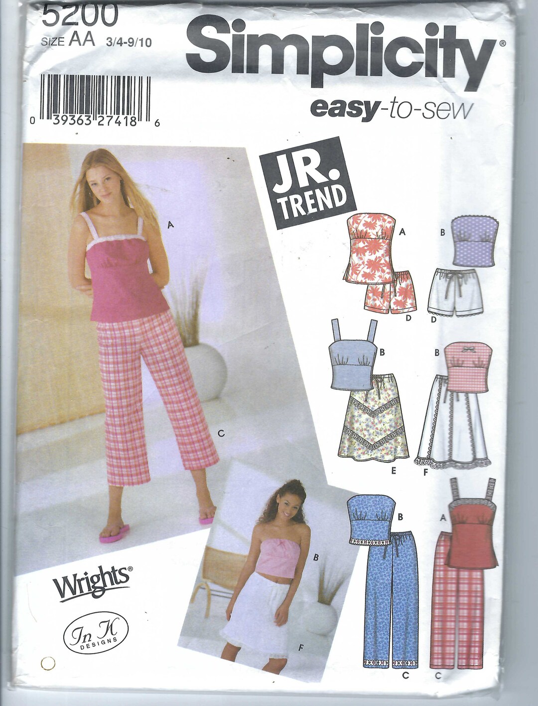 Uncut Simplicity Sewing Pattern 5200, Juniors' Tunic, Top, Pants ...