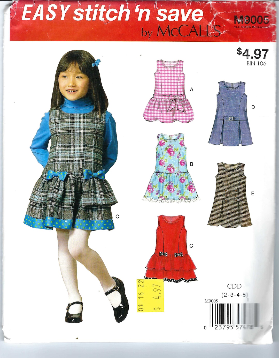 Uncut Mccalls Sewing Pattern 9005 Girls Jumpers With Princess Seams ...