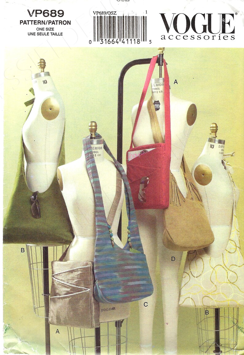 Uncut Vogue Sewing Pattern 689 8274 Accessories Handbags - Etsy