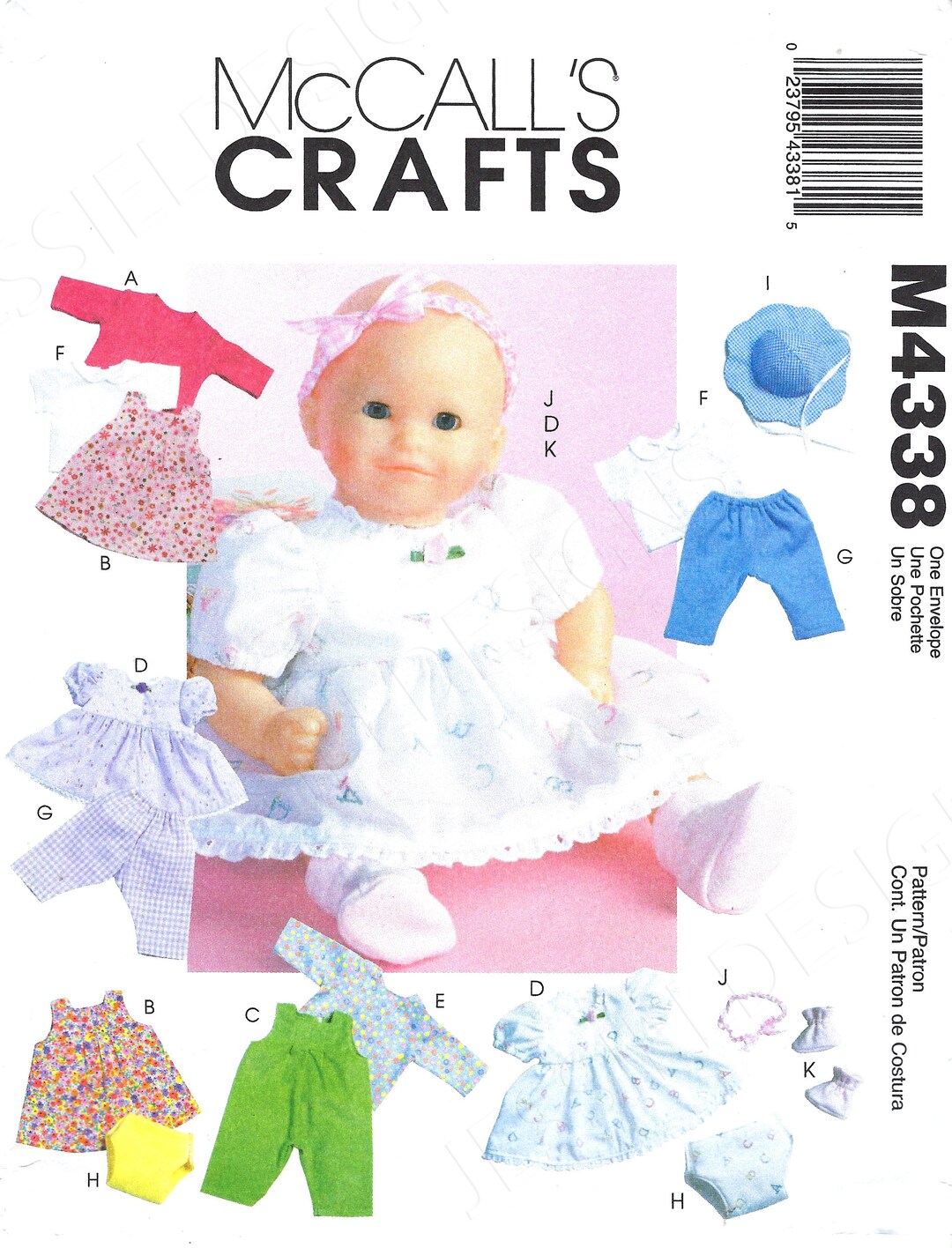 Uncut Mccalls Sewing Pattern 609 4338 Baby Doll Clothes Pattern for ...