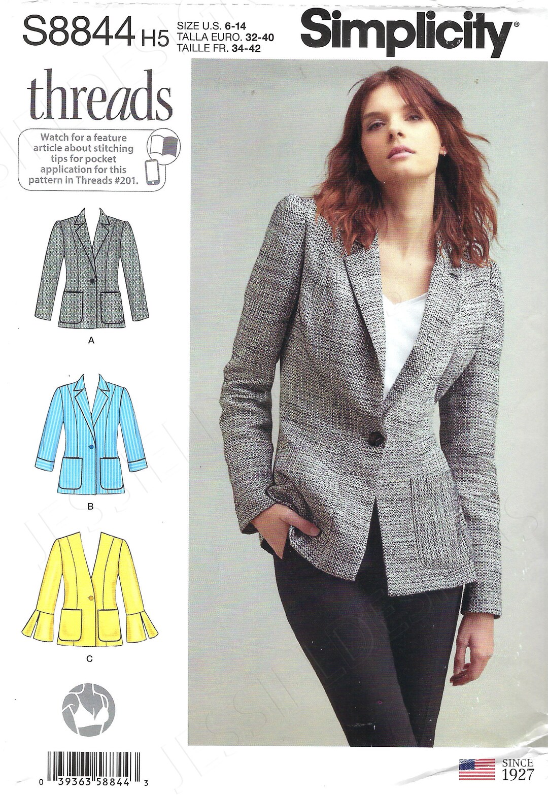 Uncut Simplicity Sewing Pattern 8844 Misses'/miss Petite Unlined Blazer ...