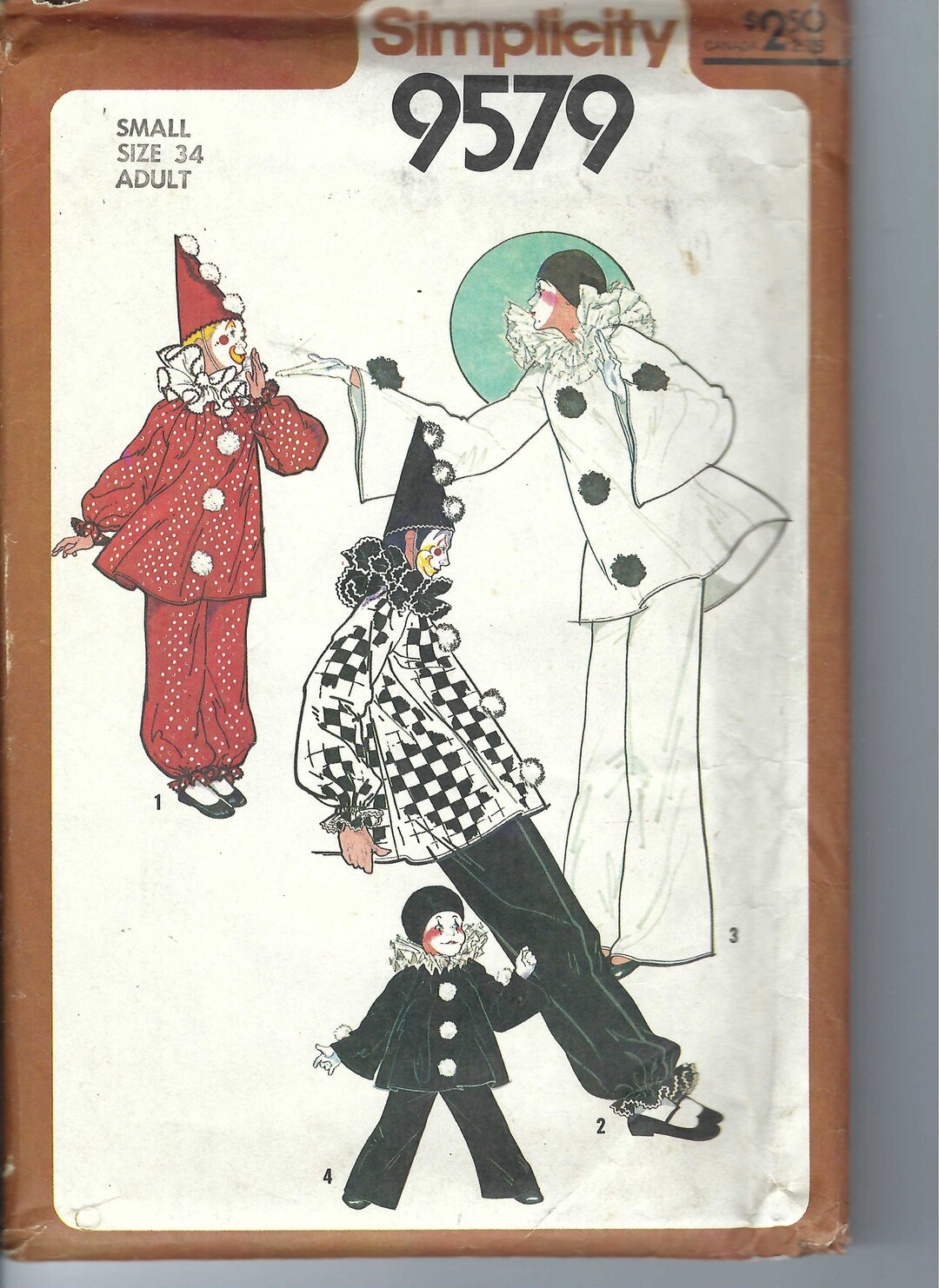 Uncut Vintage Simplicity Sewing Pattern Clown Costume, Halloween ...