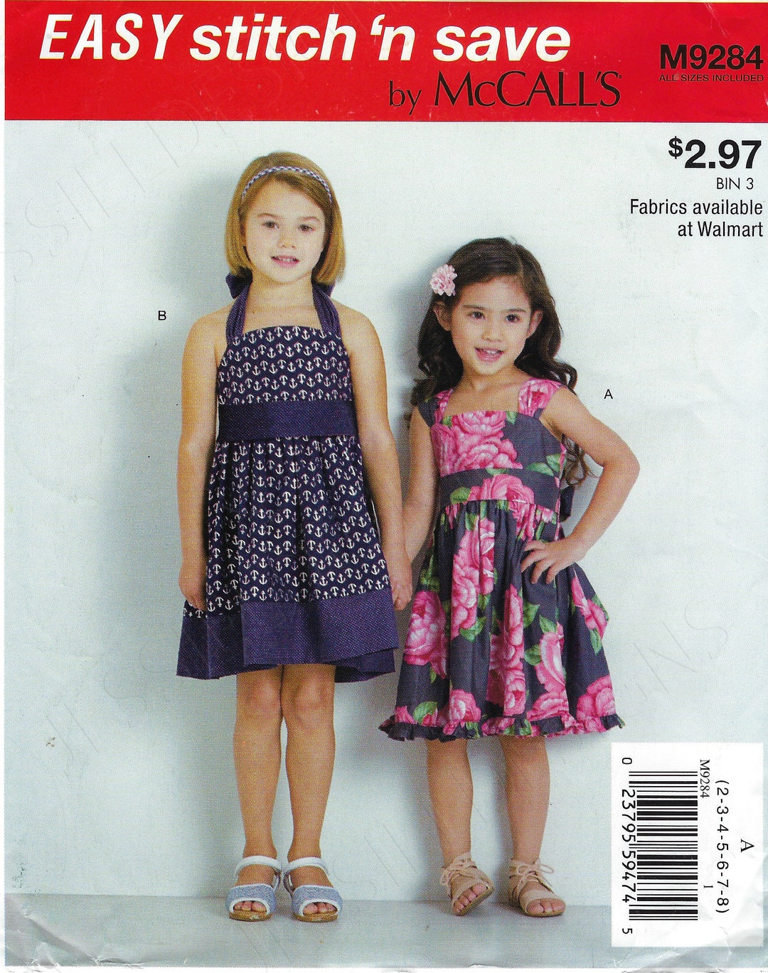 Uncut Mccalls Sewing Pattern Pattern 9284 Children Girls Dress and Belt ...