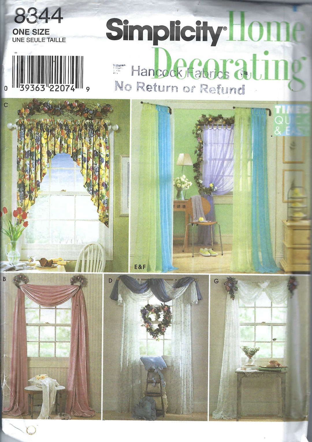 Uncut Simplicity Sewing Pattern 8344 Window Treatments W/floral ...