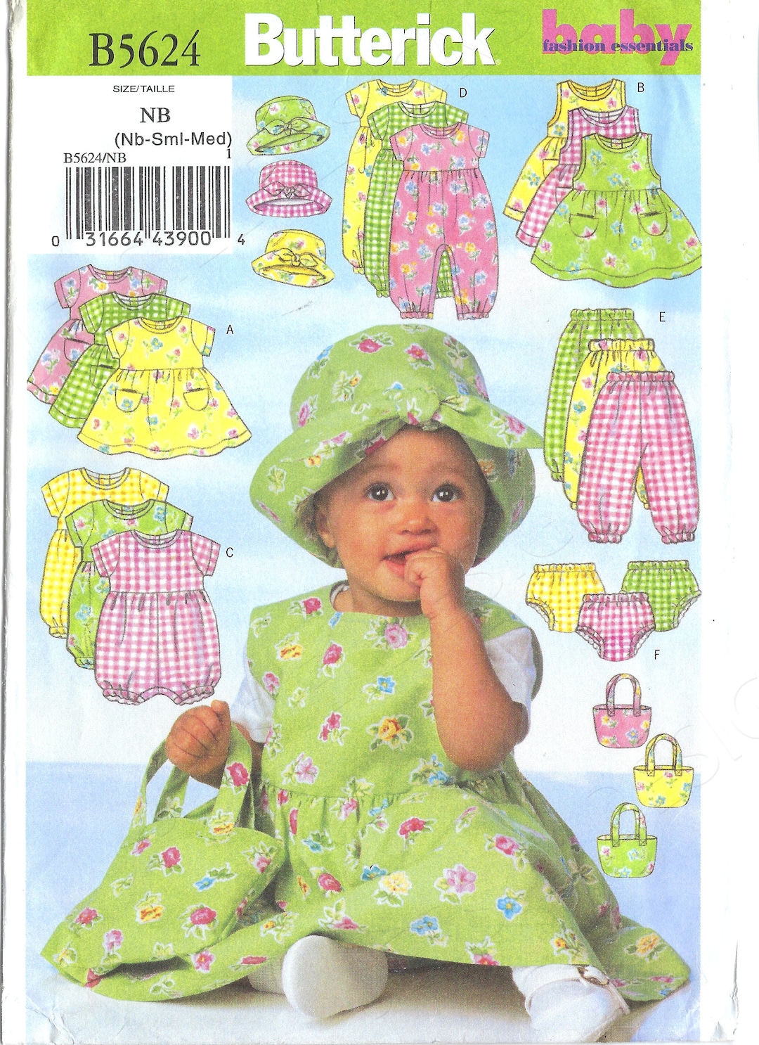 Uncut Butterick Sewing Pattern 5624 Infants' Dress, Jumper, Romper ...