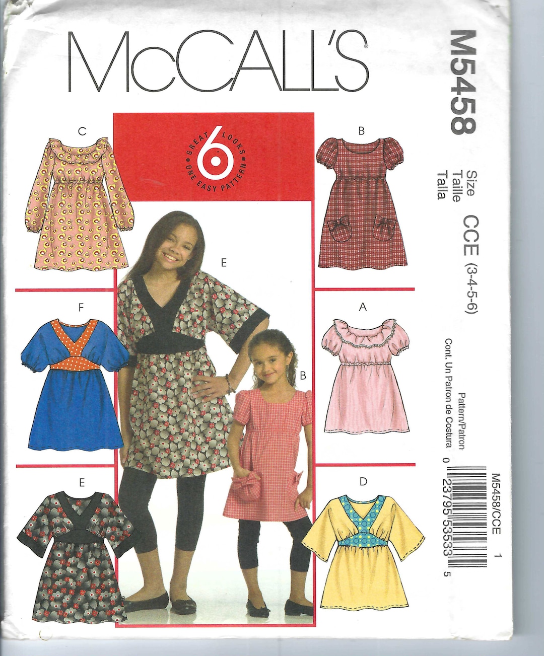 Uncut Mccalls Sewing Pattern Girls Dresses Girls Sizes 3-4-5-6 Mccalls ...