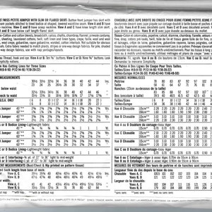 Uncut Vintage Simplicity Sewing Pattern Misses Petite Jumper and Skirt ...