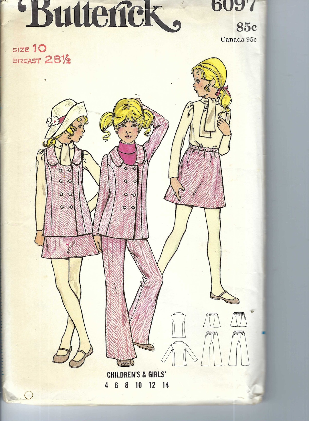 UNCUT Vintage Butterick Sewing Pattern 6097 Children's & Girls' Jacket ...