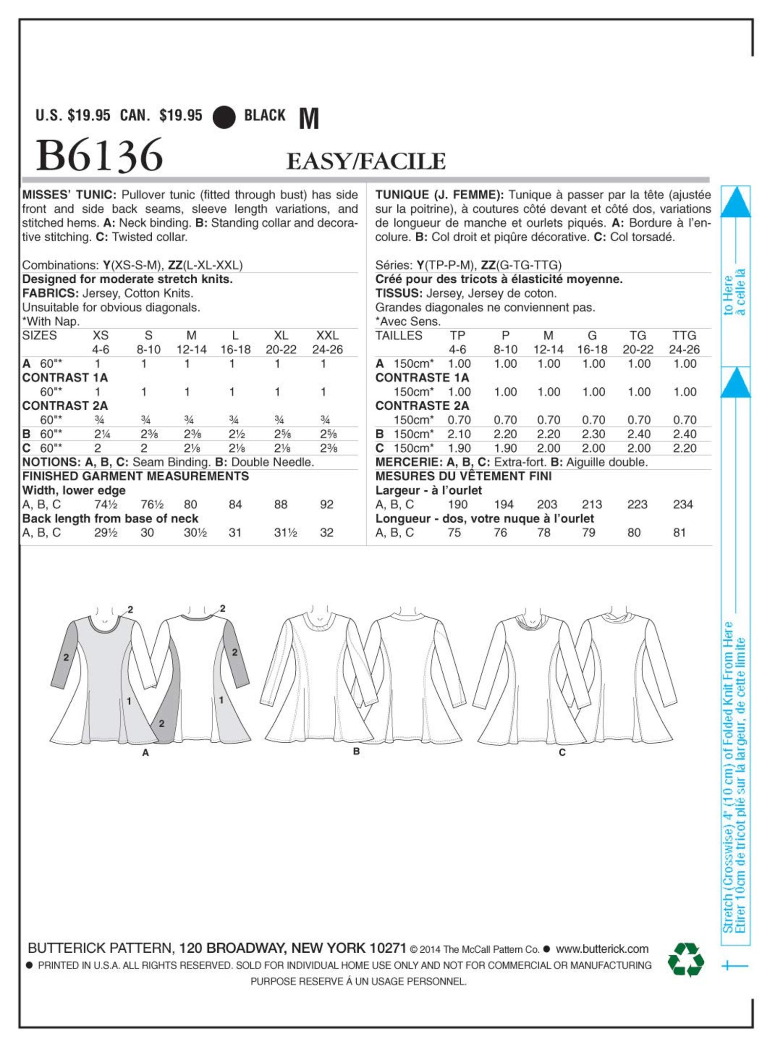 Uncut Butterick Sewing Pattern B6136 6136 Misses' Fit and Flare Tunics ...