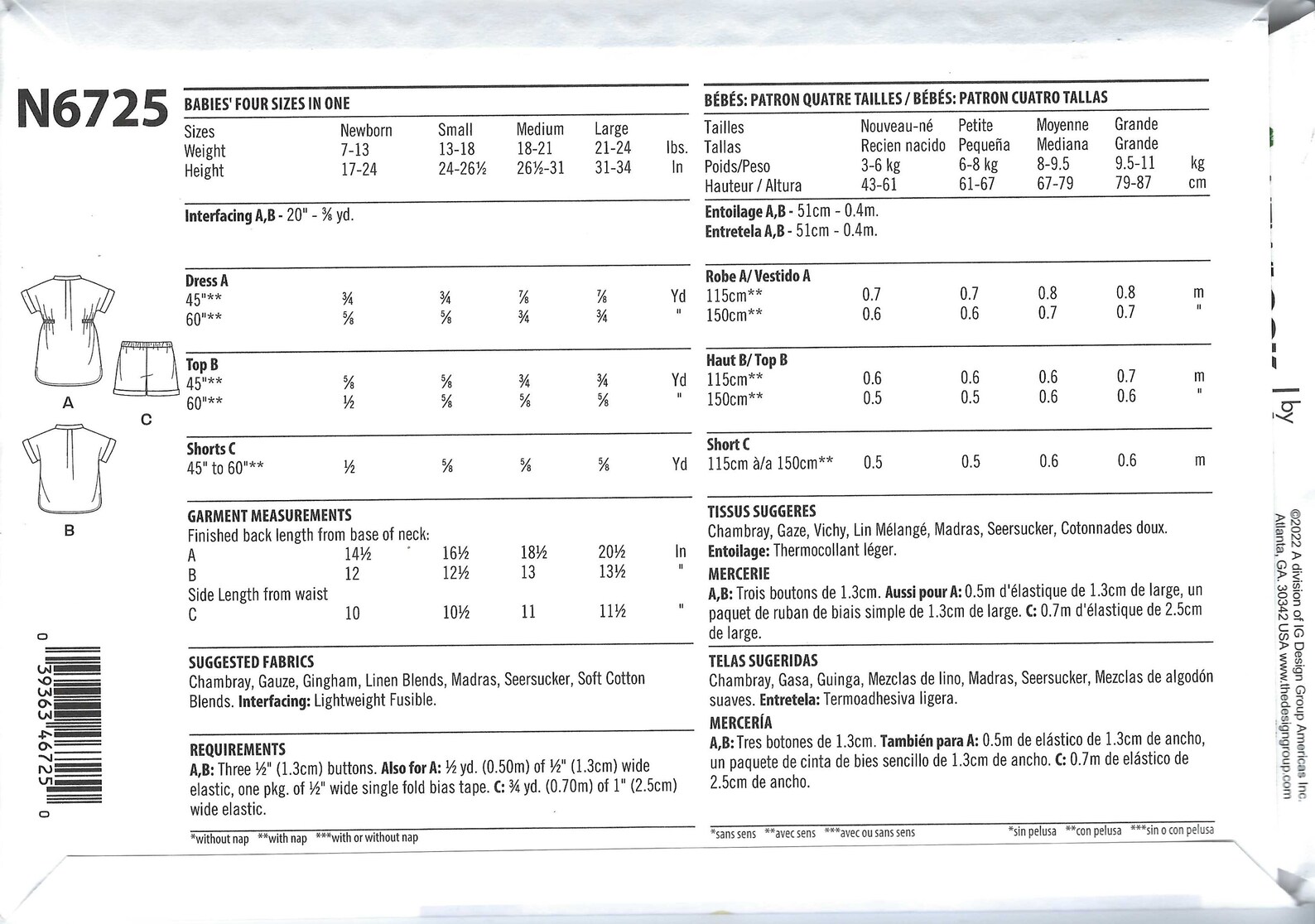 Uncut New Look Sewing Pattern 6725 New Look Babies Four Size | Etsy