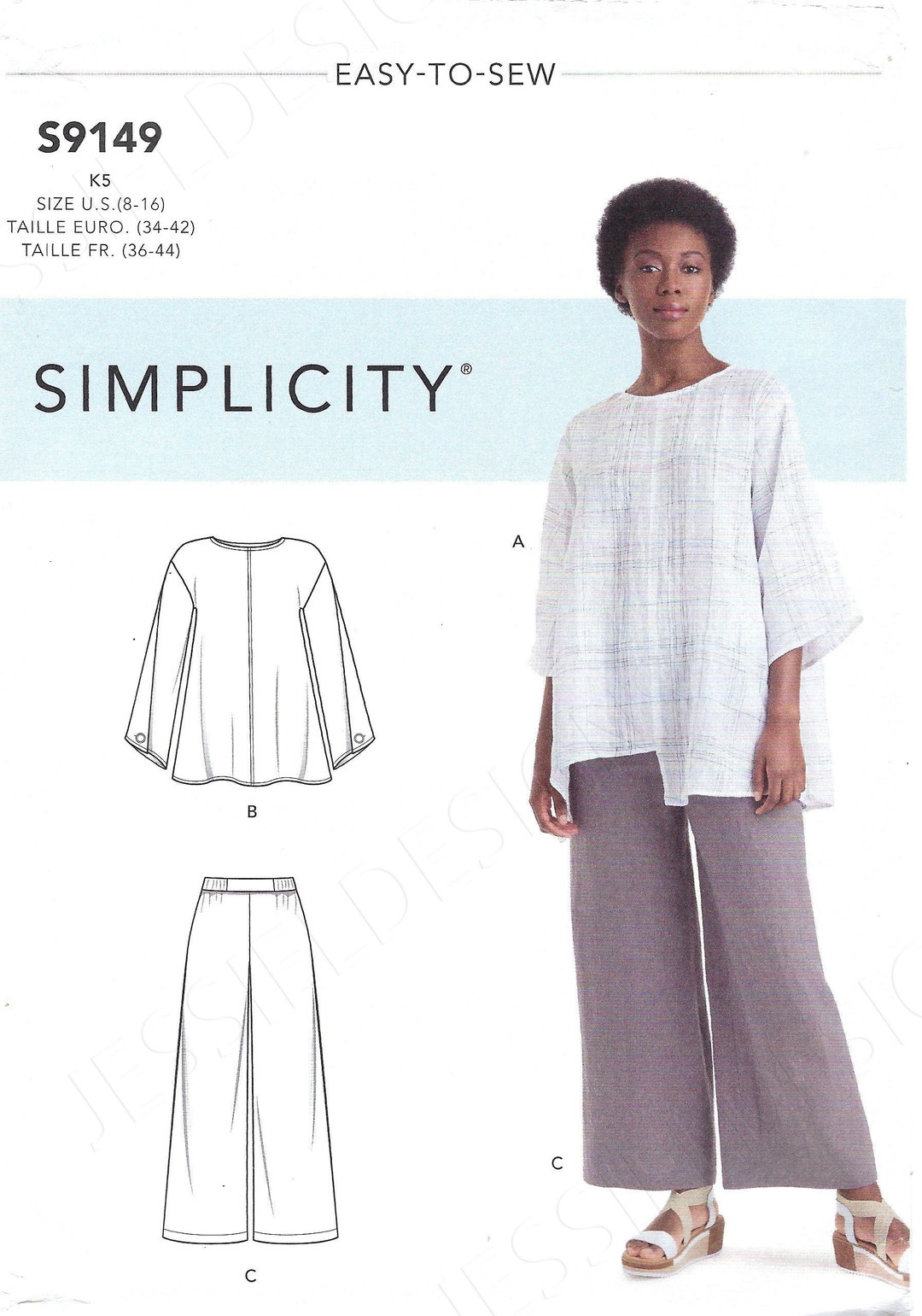 Uncut Simplicity Sewing Pattern 10602 9149 TOPS & Pull-on PANTS Misses ...