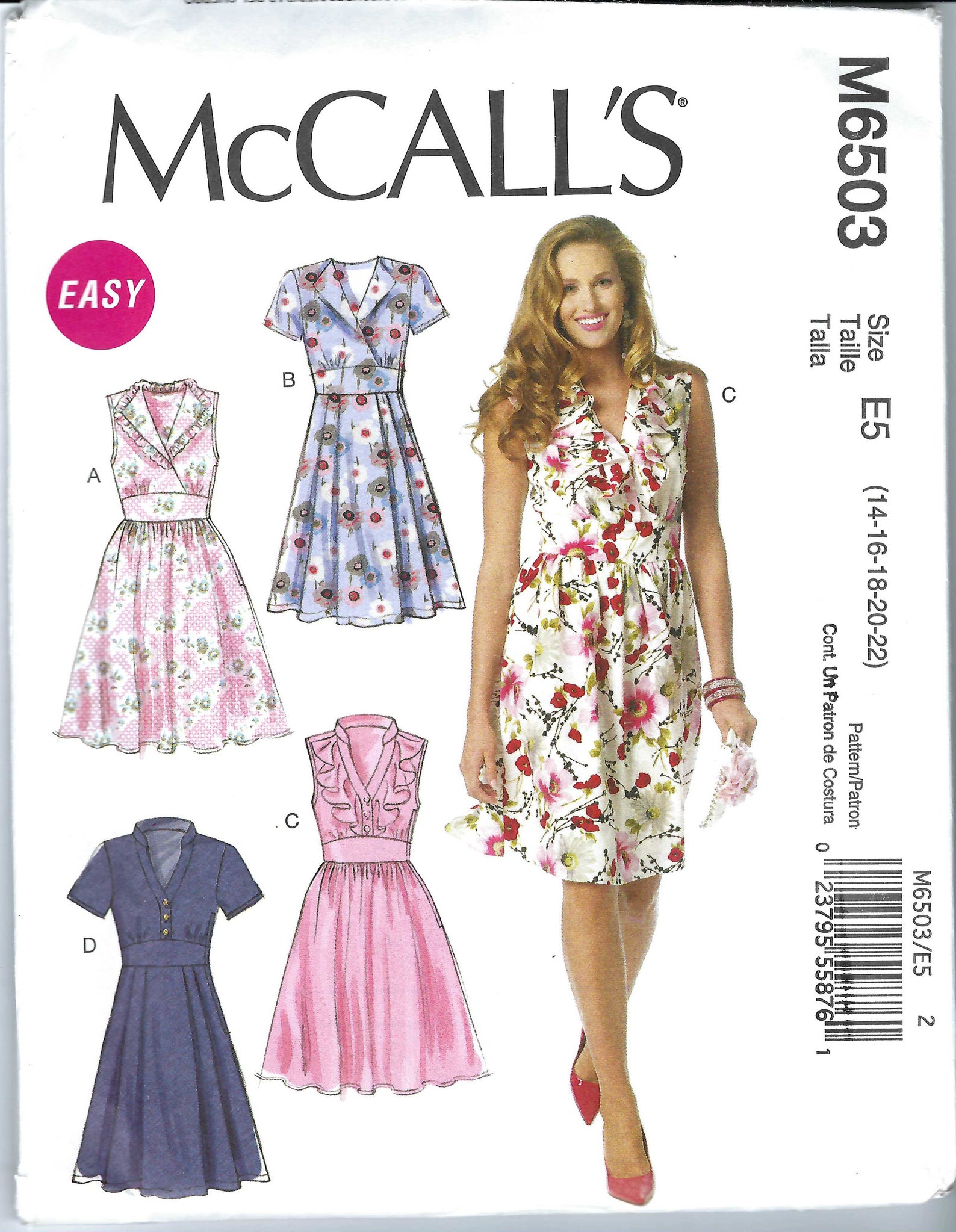 Uncut Mccalls Sew Sewing Pattern 6503 Misses Pullover Dress 4 - Etsy