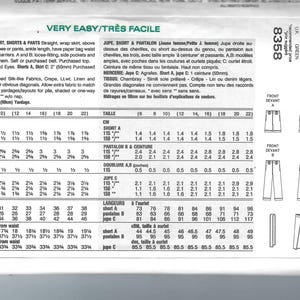 Rare Uncut Vintage Vogue Sewing Pattern 8358 Misses Skirt Shorts and ...