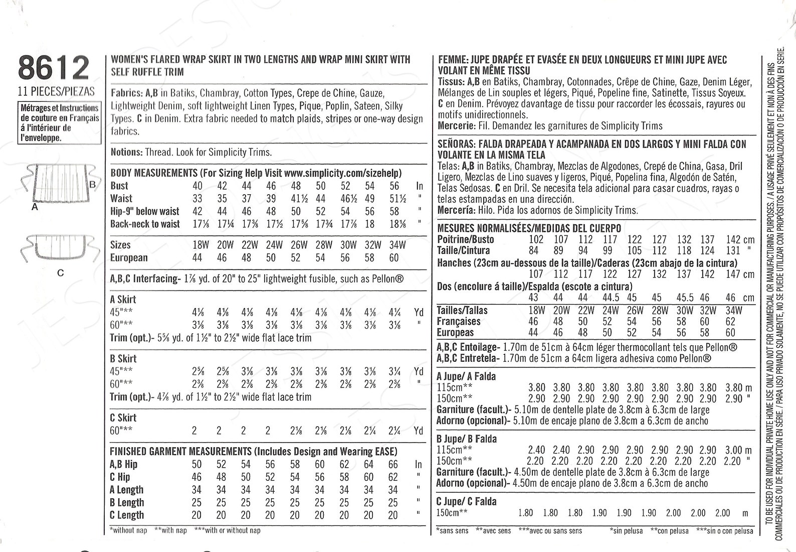 Uncut Simplicity Sewing Pattern 8612 Women's Easy Wrap - Etsy