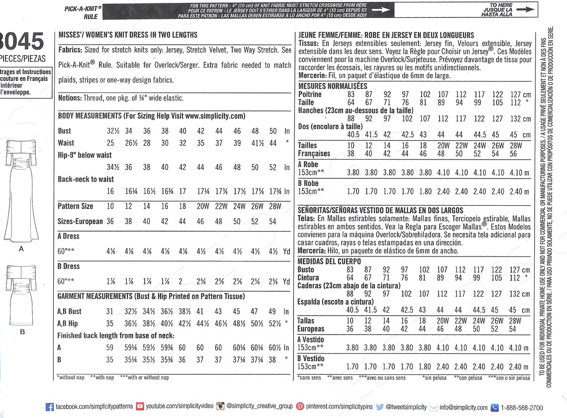 Uncut Simplicity Sewing Pattern 8045 Misses' off the - Etsy