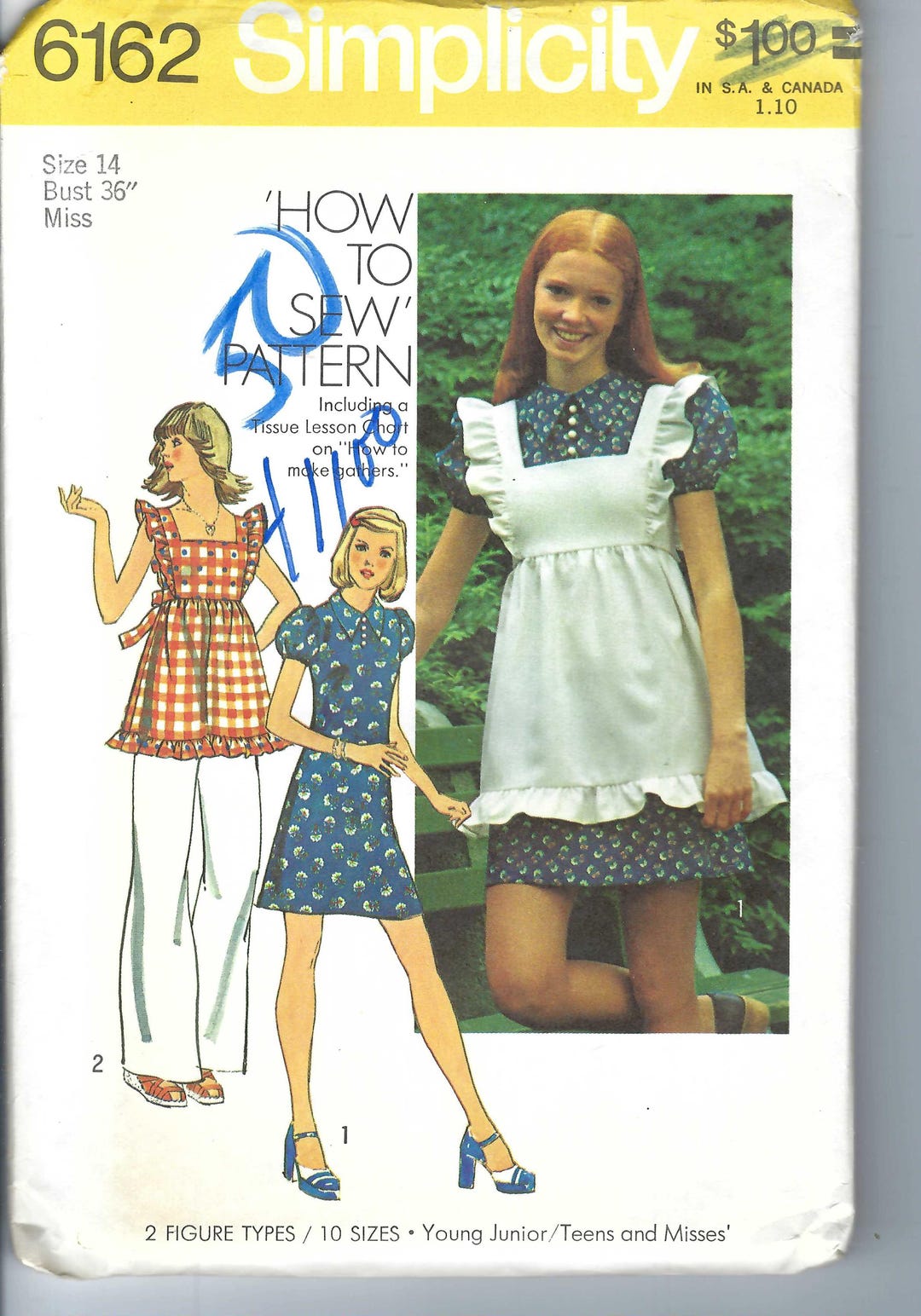 Uncut Vintage Simplicity Sewing Pattern 6162 Pinafore and Short Dress ...